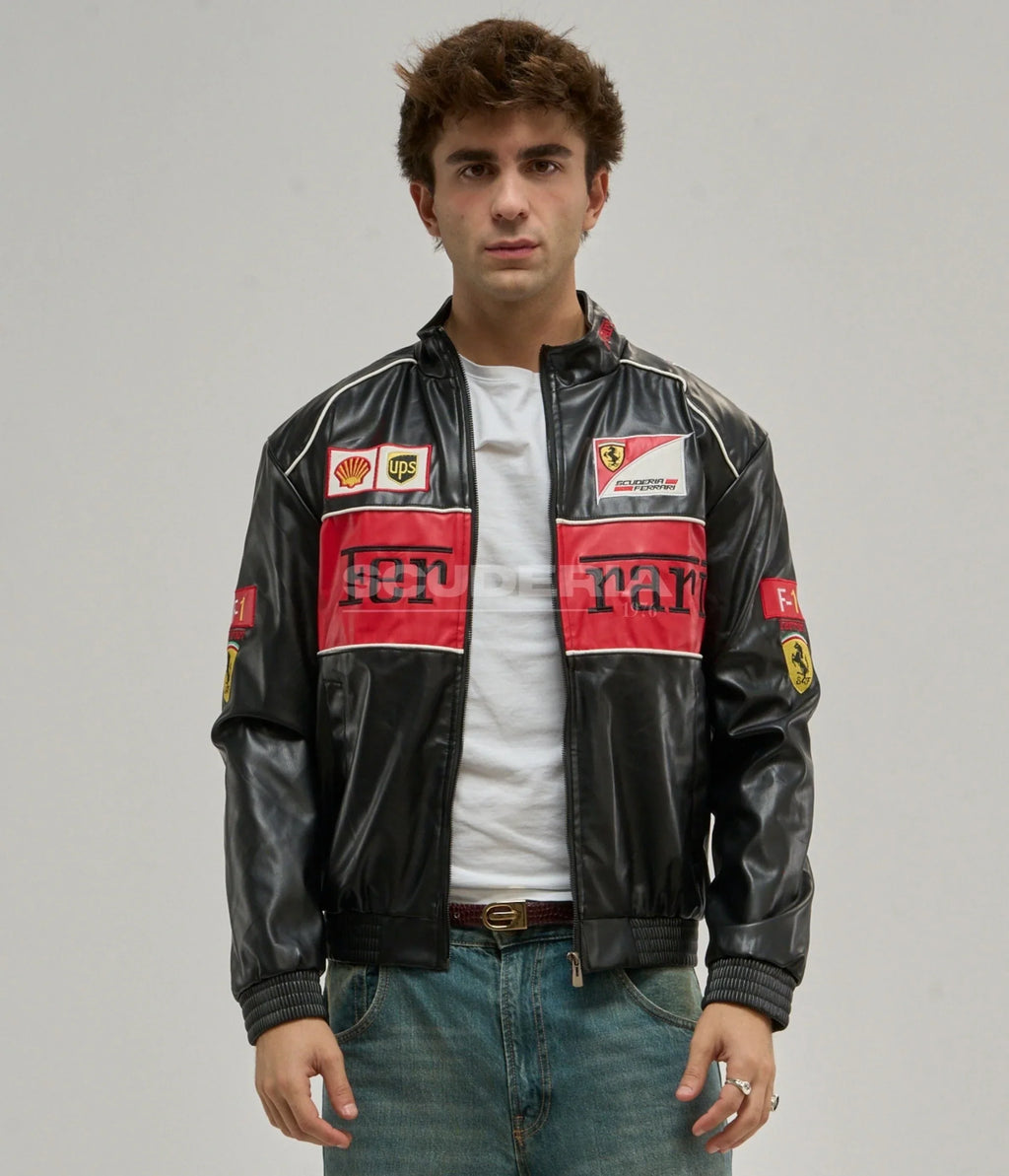 Ferrari F1 Vintage Leather Jacket - Red Edition – GreatIndus