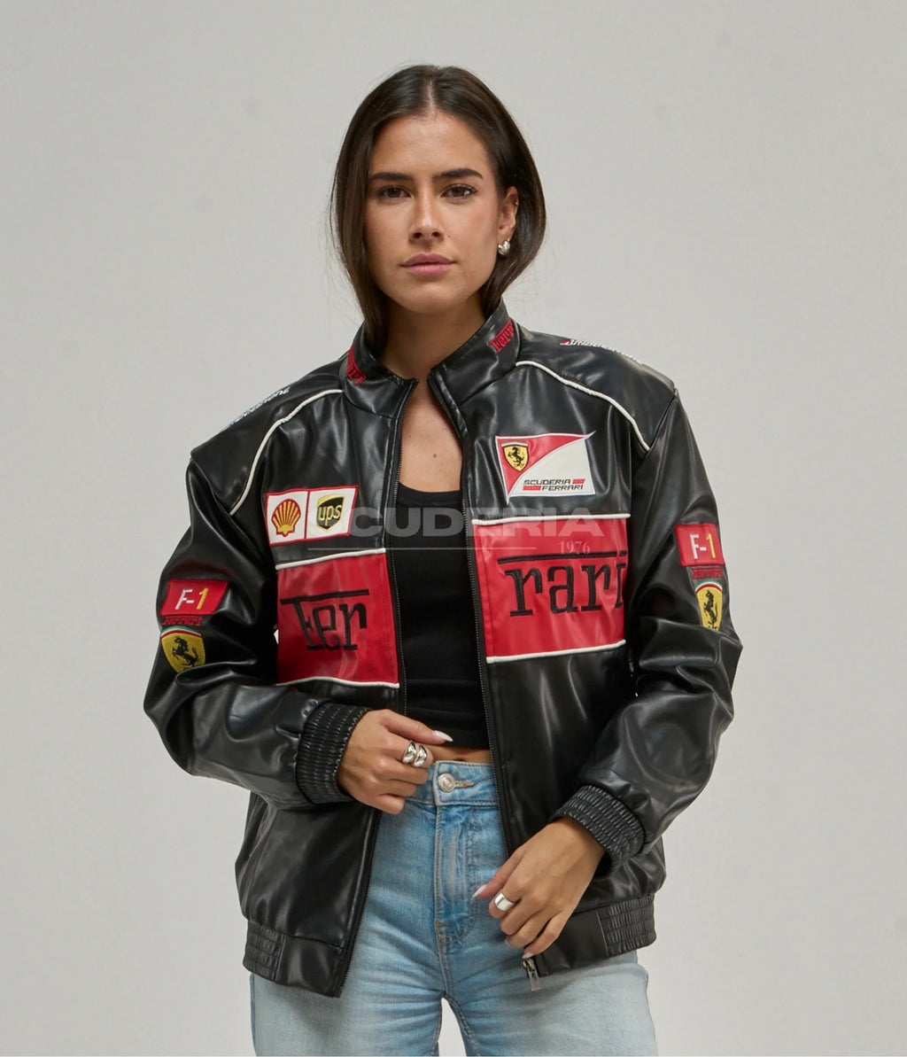 Ferrari F1 Vintage Leather Jacket - Red Edition – GreatIndus