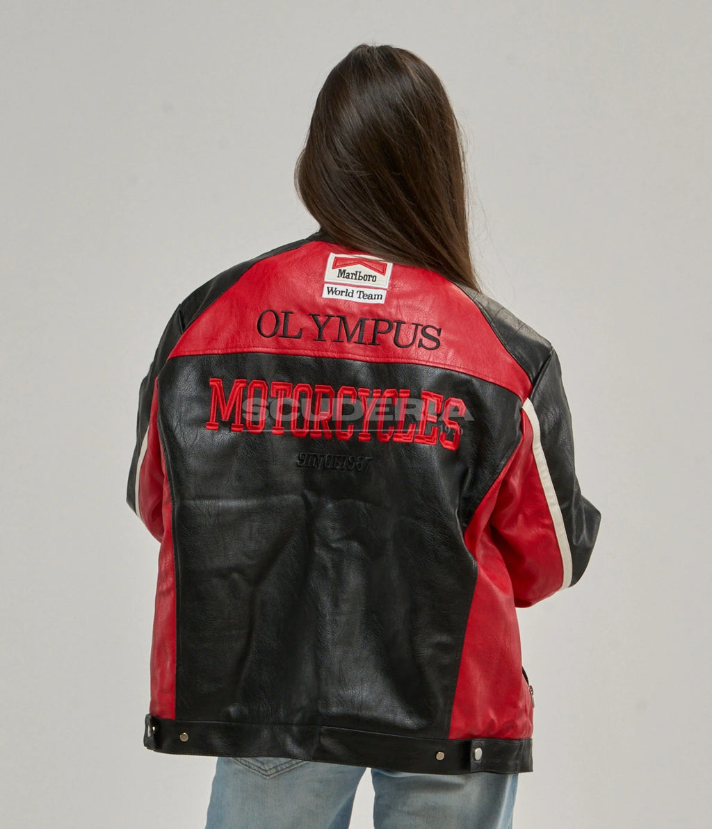 Ferrari Olympus Leather Jacket - Red Edition – GreatIndus
