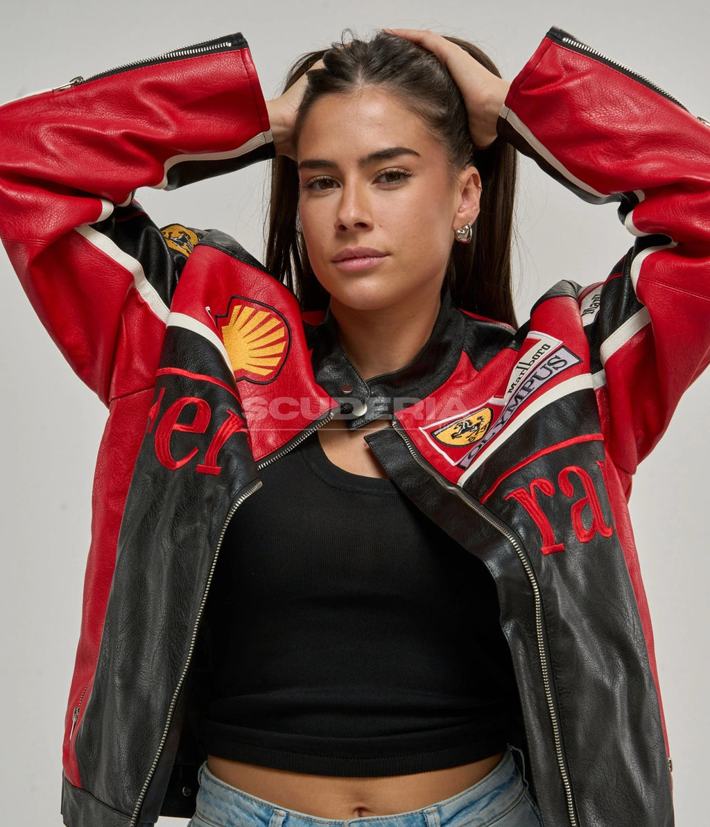 Ferrari Olympus Leather Jacket - Red Edition – GreatIndus