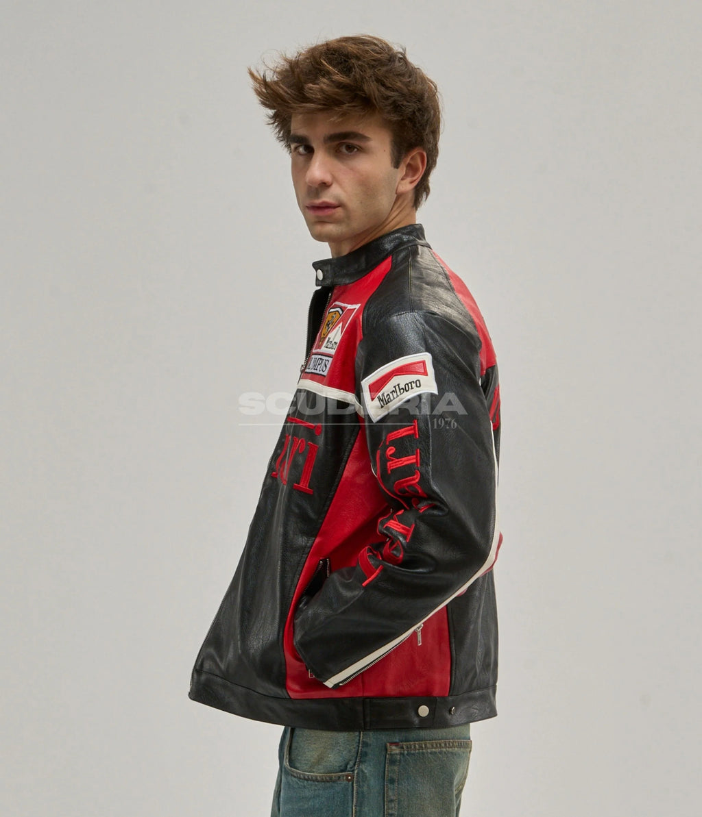 Ferrari Olympus Leather Jacket - Red Edition – GreatIndus