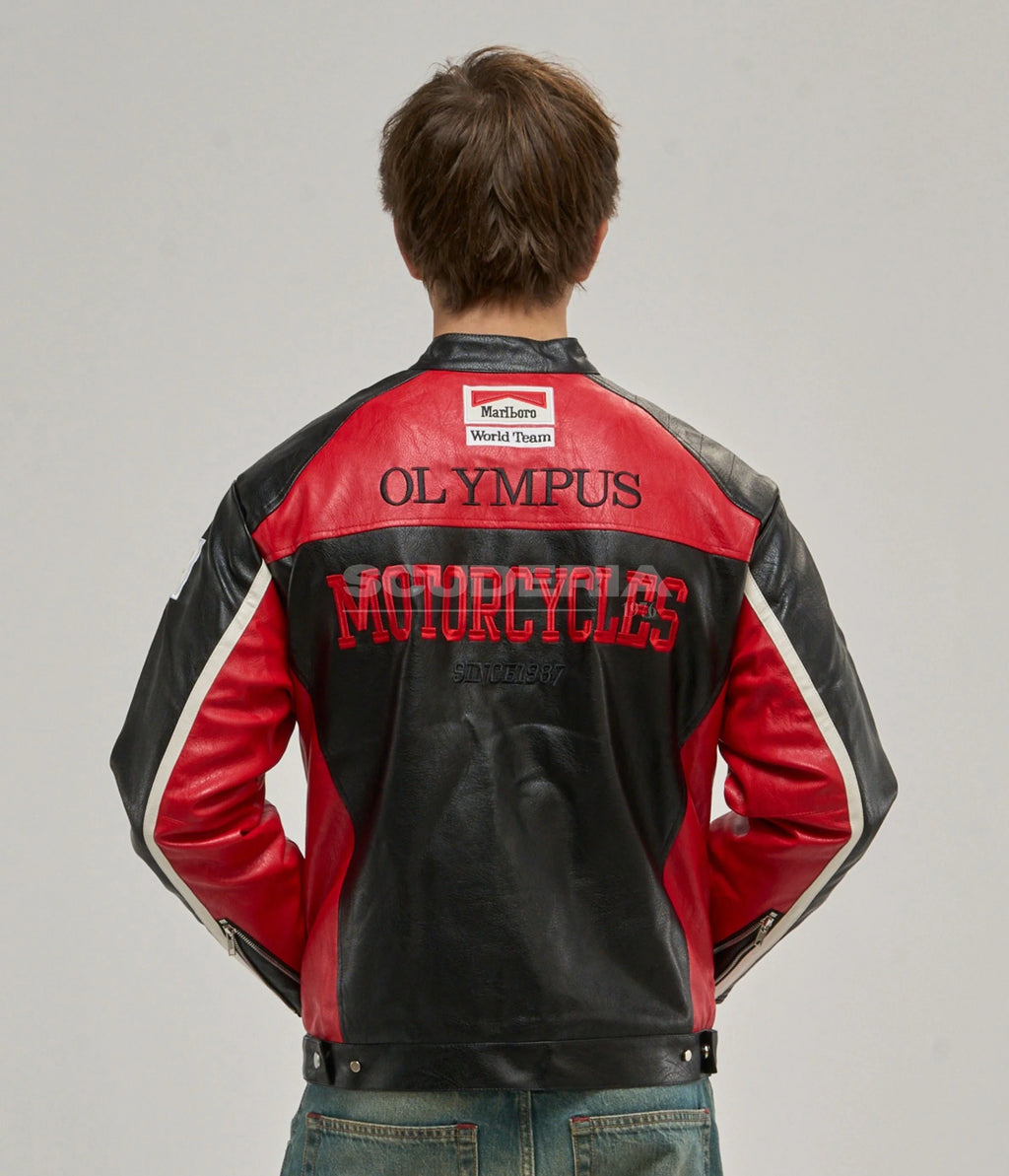 Ferrari Olympus Leather Jacket - Red Edition – GreatIndus